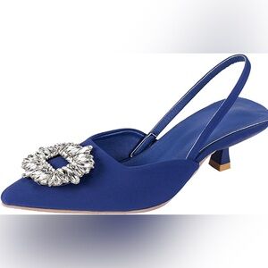Shoes | Royal Blue Sling Back Satin Stiletto Heel | Poshmark